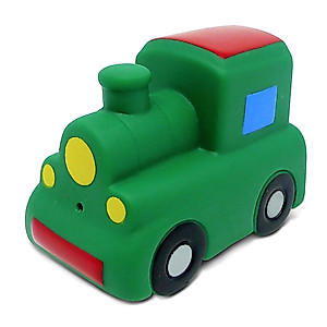 DolliBu Train Bath Buddy Squirter - Floating Green Train Rubber Bath Toy, Fun Water Squirting Bathtime Play for Toddlers, Cute & Soft Transportation Toy for The Bathtub, Beach & Pool for Boys & Girls