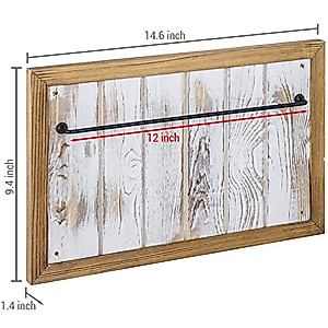 MyGift Wall Mounted Sunglasses Holder with Natural Wooden Frame Whitewashed Wood and Black Metal Storage Rail, Eyewear Display Organizer Rack