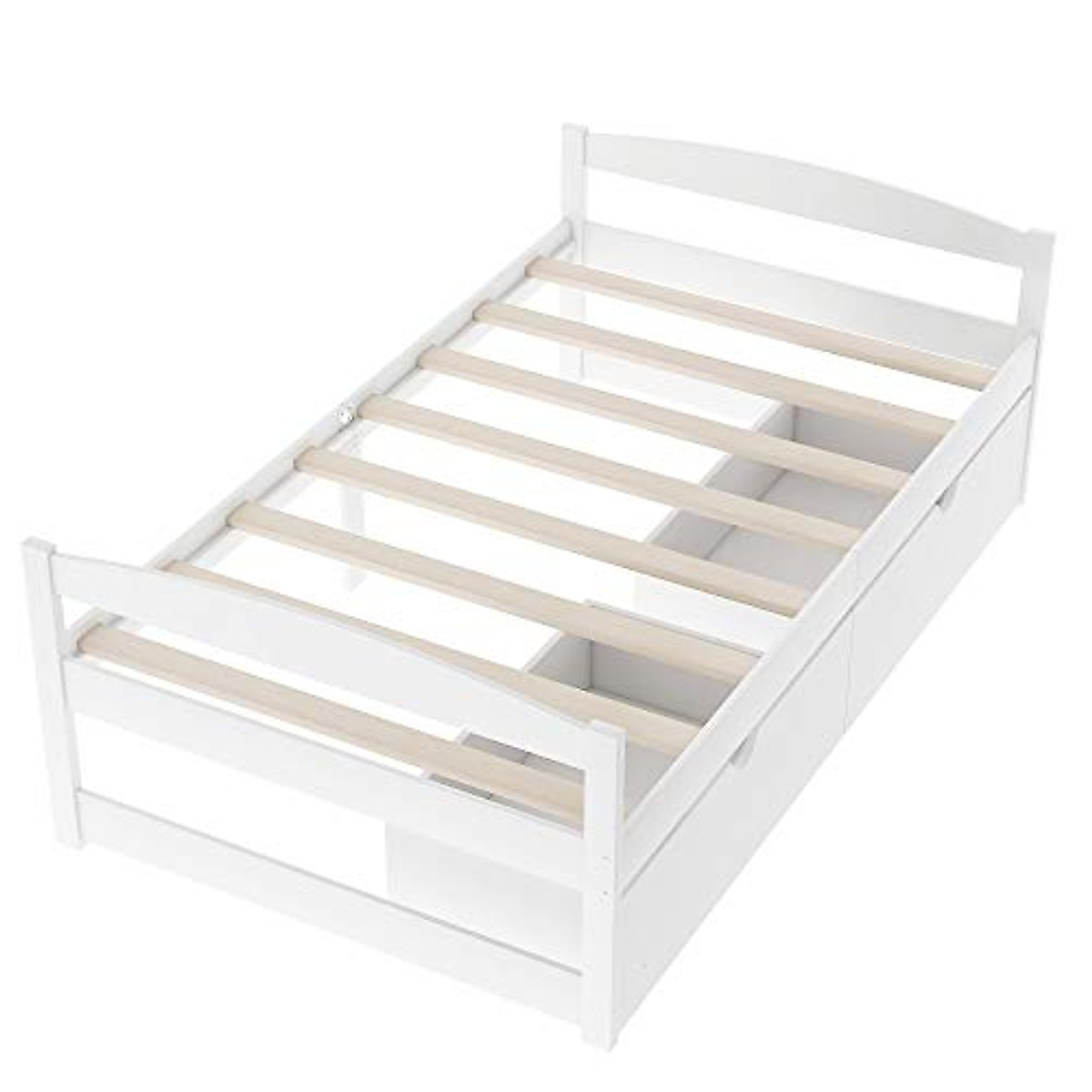 Lifeand Twin Size Daybed with 2 Drawers,Wood Storage Platform Bed for Kids Teens and Adults,No Box Spring Needed,White