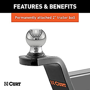 CURT 45155 Fusion Trailer Hitch Mount with 2-Inch Ball & Pin, Fits 2-In Receiver, 7,500 lbs, 2" Rise, black