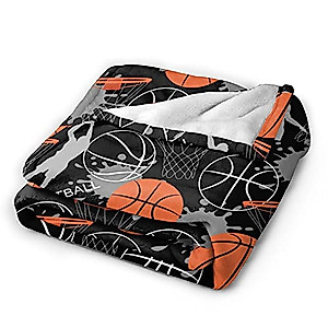 Basketball Soft Throw Blanket All Season Microplush Warm Blankets Lightweight Tufted Fuzzy Flannel Fleece Throws Blanket for Bed Sofa Couch