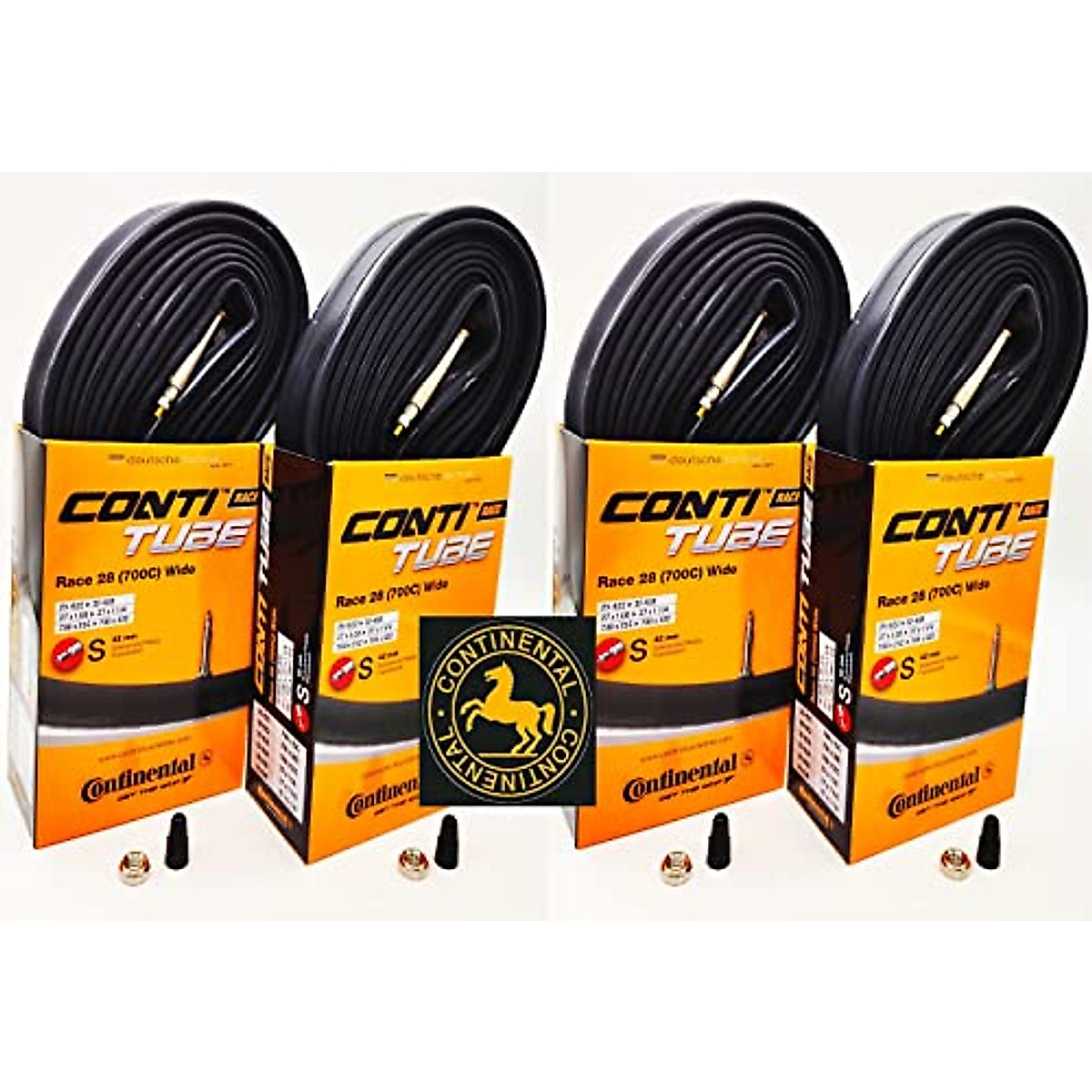 Continental Race 28" Wide 700x25-32c Inner Tubes - 42mm Presta Valve (Pack of 4 w/Conti Sticker)