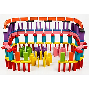 BlueSnail 10 Color Authentic Standard Basswood Wooden Dominoes Toys Domino Blocks Set, Kids Dominos Educational Racing Toy Tiles Educational Games(240 pcs)