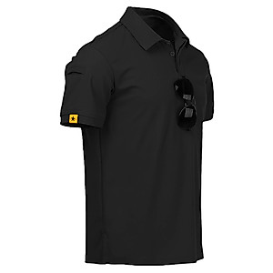 ZITY Mens Polo Shirt Short Sleeve Sports Tactical T-Shirt Athletic Golf Polos Daily Casual Stylish Collared Shirts for Men Black Large