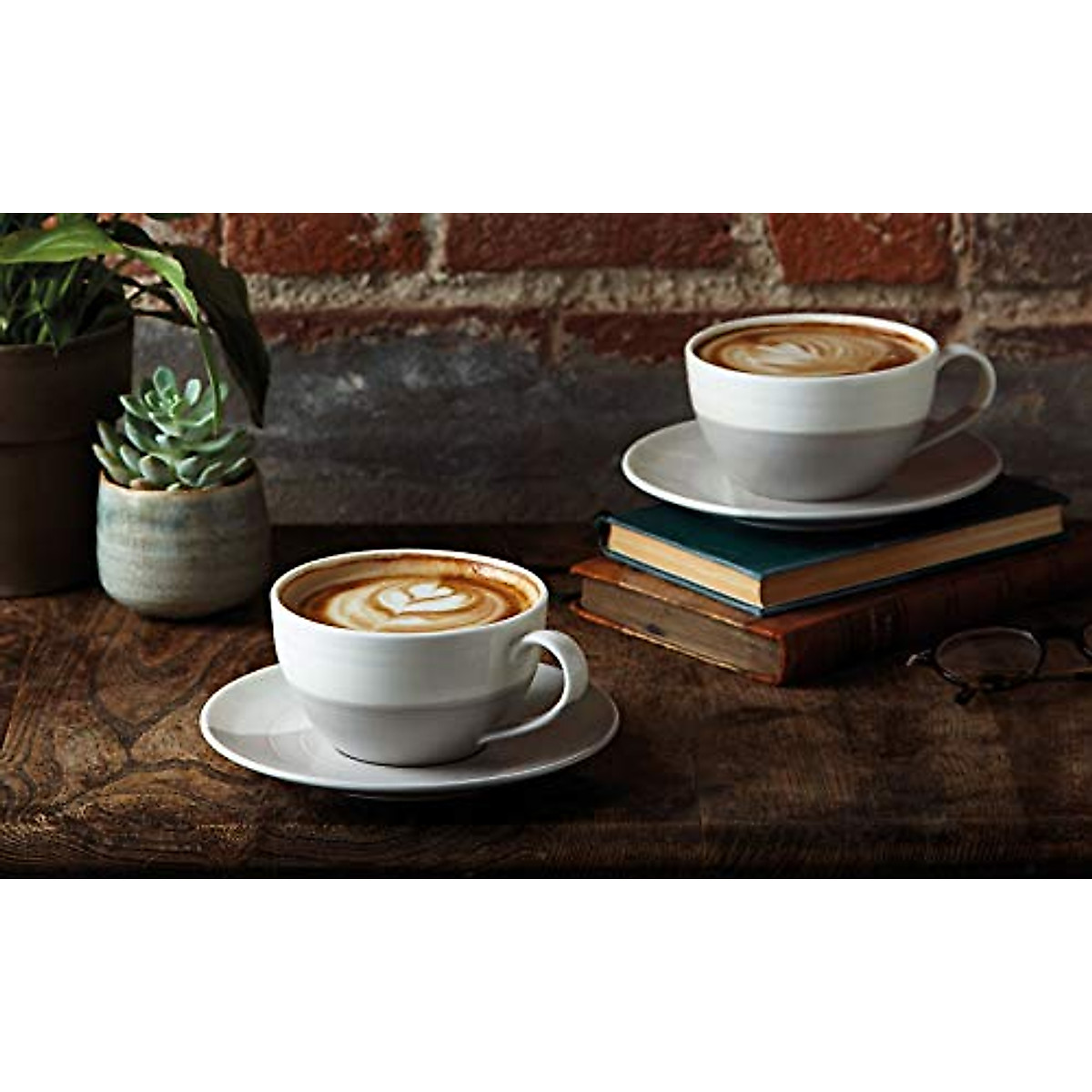 Royal Doulton Coffee Studio Latte Cup & Saucer Set, 1 Count (Pack of 1), Grey and off white