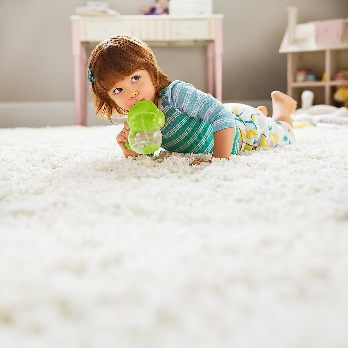 Munchkin® Happy Snacker Snack Catcher® and Any Angle™ Weighted Straw Trainer Cup Set, 4 Pack, Blue/Green