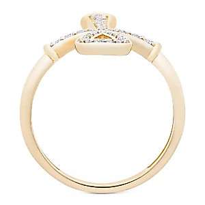 1/4 CT Round Cubic Zirconia Ankh Cross Cocktail Religious Ring 14k Yellow Gold Finish Ring Size-9