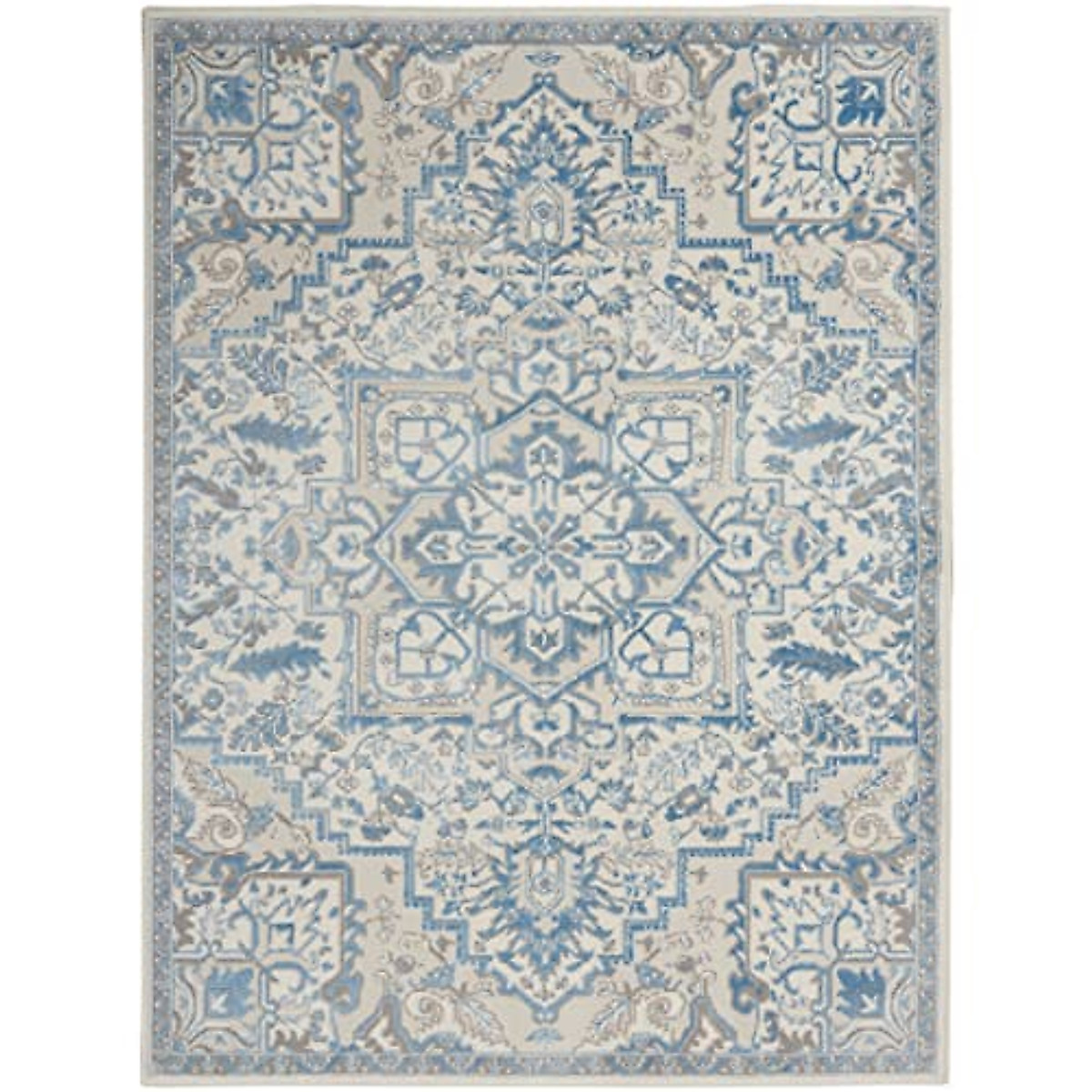 Nourison Elation Floral Ivory Brick 4' x 6' Area -Rug, Easy -Cleaning, Non Shedding, Bed Room, Living Room, Dining Room, Kitchen (4x6)