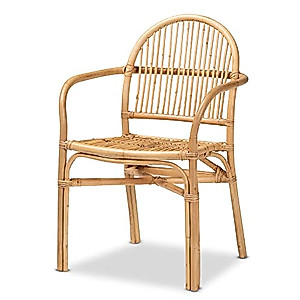 Baxton Studio Tugera Dining Chair Dining Chair Natural Brown Rattan Dining Chair