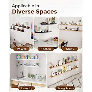 Axeman Oak Floating Shelves 36 Inch Picture Ledge Shelf Set of 2, Solid Wood Shelves with Lip for Wall Decor Storage Bedroom Living Room Bathroom Kitchen, Natural Oak