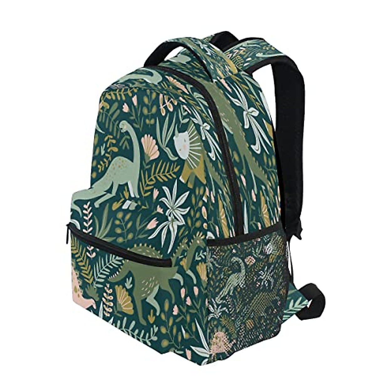 senya School Backpack Dinosaurs and Tropical Leaves Teens Girls Boys Bookbags Travel Schoolbag