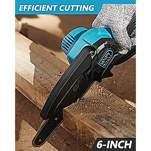 SINPY Mini Chainsaw 6-Inch, 21V Battery Powered Cordless Chainsaw, Portable Handheld Brushless Chain Saw with Safety Lock for Gardening Branch Trimming, Yard Cleaning, Outdoor Wood Cutting.