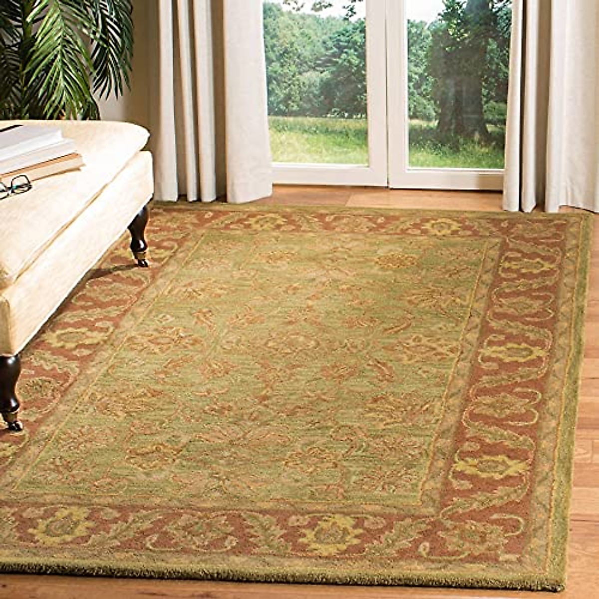 SAFAVIEH Golden Jaipur Collection 2'3" x 4' Green / Rust GJ250A Handmade Traditional Premium Wool Accent Rug