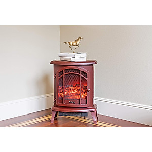 e-Flame USA Tahoe LED Portable Freestanding Electric Fireplace Stove Heater - Realistic 3-D Log and Fire Effect (Red)