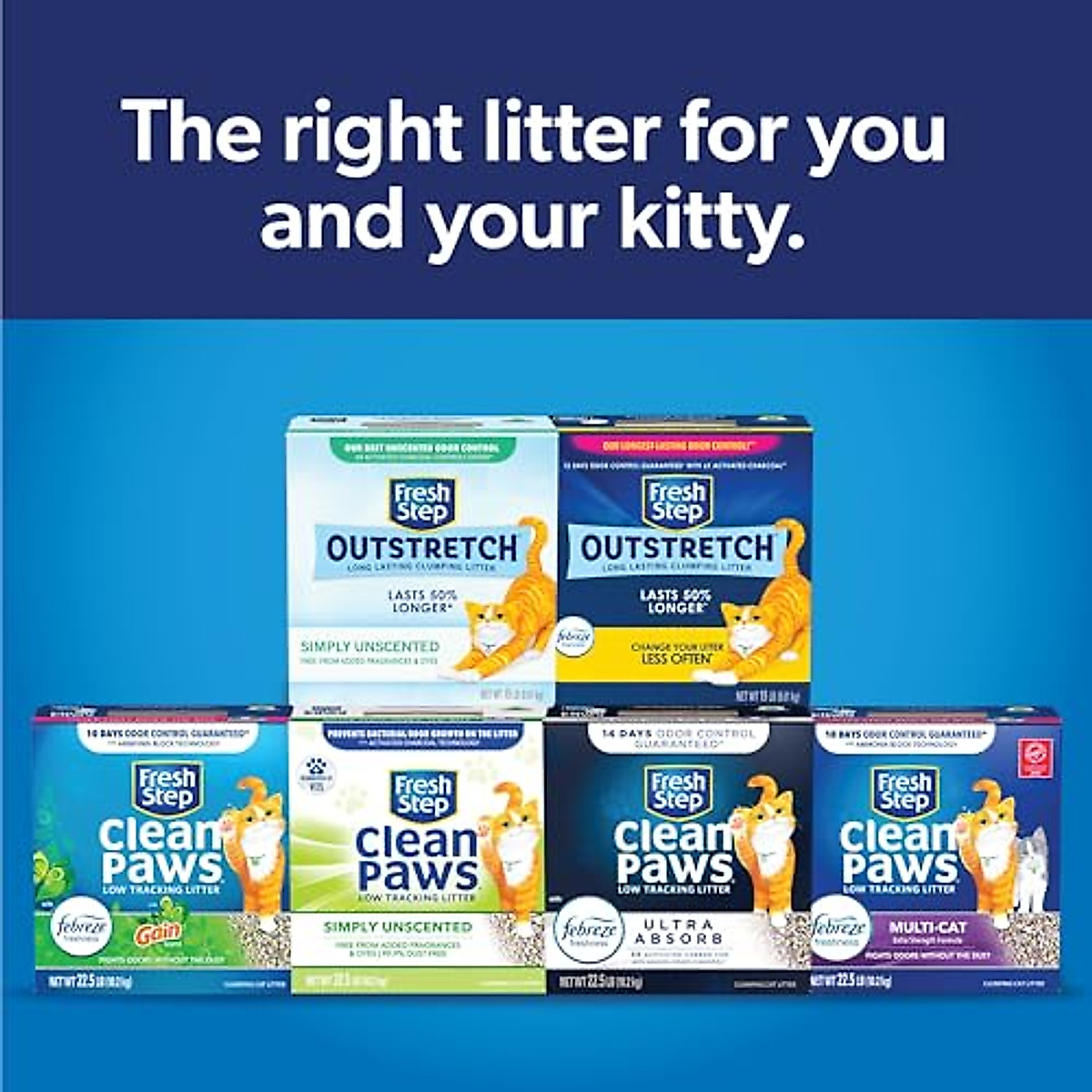 Fresh Step Clumping Cat Litter with Febreze Gain Scent, Long Lasting Odor Control Kitty Litter with Activated Charcoal, Low Dust Formula, 14 lb