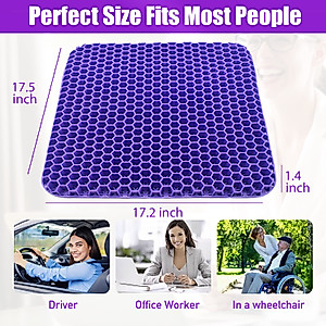 Gulymm Extra Large Gel Seat Cushion for Long Sitting Double Thick Seat Cushion with Cover Gel Cushion for Pressure Sores Breathable Honeycomb Cushion for Office Chair Wheelchair to Relief Sciatica