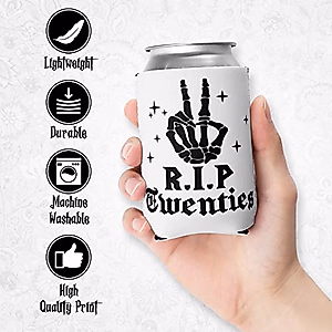 CiyvoLyeen Gothic 30th Birthday Can Sleeve Death to My 20s Party Decorations Skull Design Cooler RIP Cheer Funny Supplies Happy Halloween Men Husband Father Gifts Beer Soda Black White 12 Packs