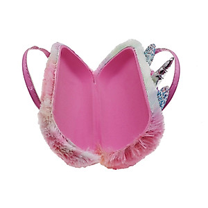 Kids Girls Boys Eyeglass Case Glasses Pouch unicorn Plush Dazzling Sparkle Glitter Hard Shell with Handle