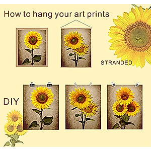Barri Design Sunflower Decor Wall Art Prints Set of 3(8" x 10" Sunflowers Canvas Wall Art Sunflower Wall Pictures for Bedroom Kitchen Living Room Wall Decorations (Unframed)