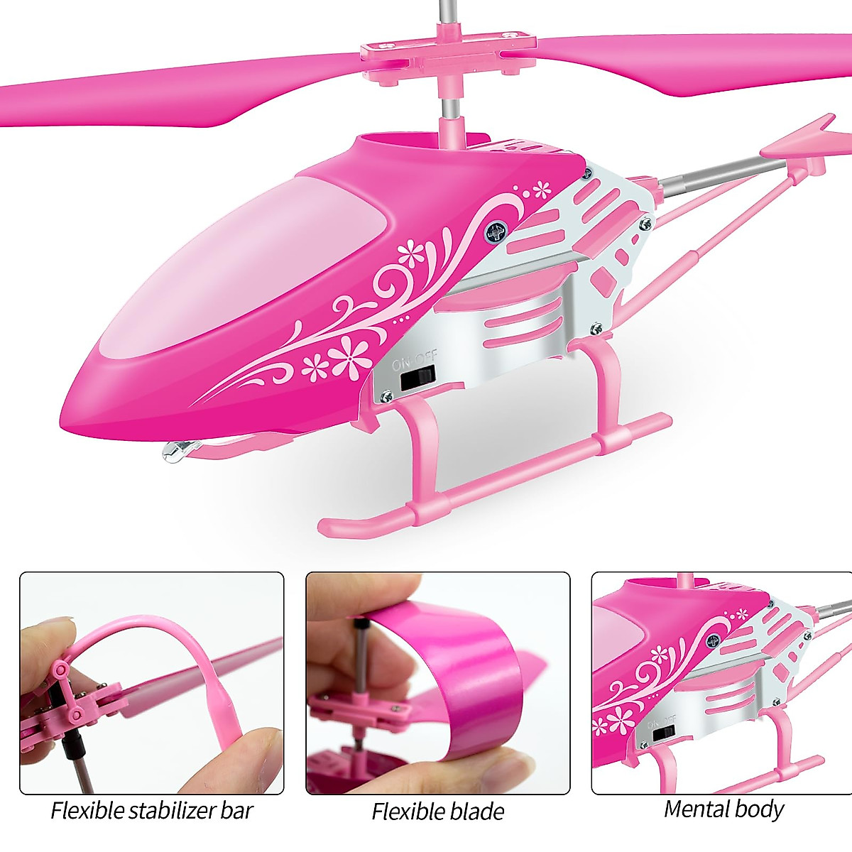 Remote Control Helicopter for Kids| Toys for Ages 5-7 8-10| Rc Helicopter Toys w/t LED Lights, 3.5 Channel, Gyro Stabilizer, Altitude Hold, 2.4GHz Helicopter Toys for Beginner Boys Girls Indoor- Pink