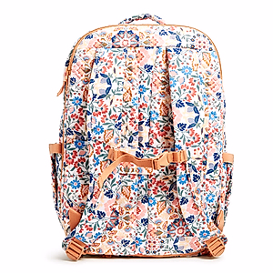 Vera Bradley Women's Cotton Large Travel Backpack Travel Bag, Enchanted Mandala - Recycled Cotton, One Size