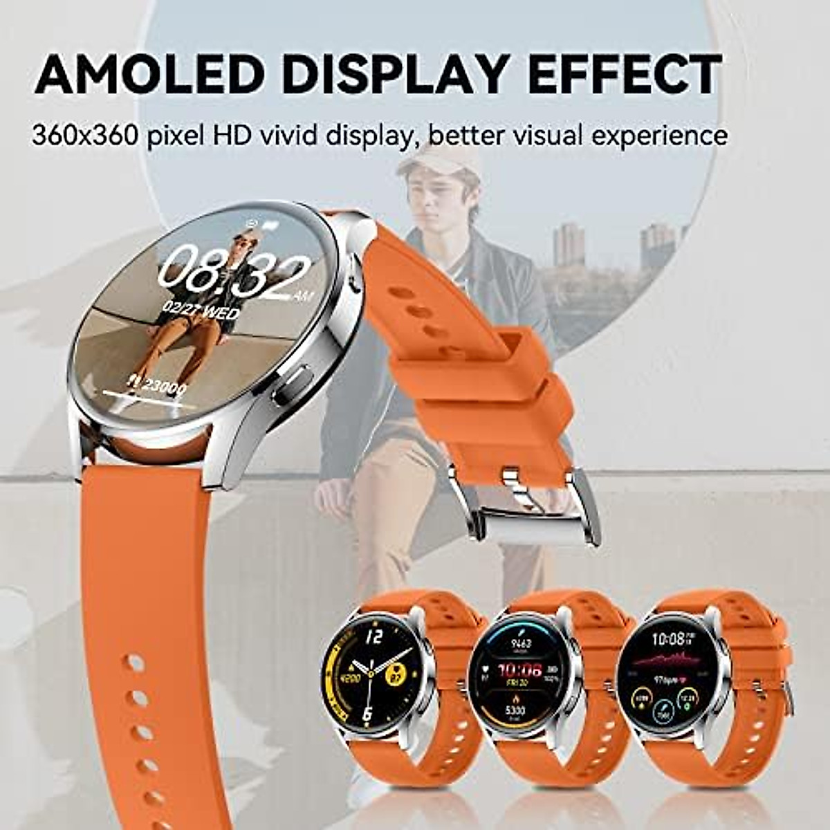 Smart Watch for Men Women Waterproof HD Fitness Tracker Watch with Heart Rate Monitor Sleep Tracker Pedometer Smartwatch Compatible with iPhone Samsung