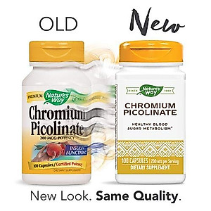 Nature's Way Chromium Picolinate, 200 mcg per serving, 100 Capsules (Pack of 4) (Packaging May Vary)