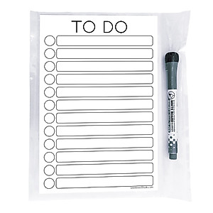 Dry Erase to Do List Vinyl Whiteboard Sticker Decal by Glassboard Studio | Removable & Reusable | Magnetic Fine-Tip Marker Included (6 x 9 inches, White)