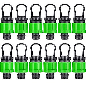 Hotop 12 Pieces Drip Irrigation Tubing End Cap Plug 1/2 Inch Universal End Cap Fitting, Compatible with 16-17mm Drip Tape Tubing Sprinkler System (Green)