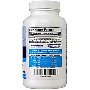 Taurine Supplement for Dogs, Meets RDA of 500 mg per 25lbs Weight Unlike Most Competitors, 120ct, Vet Endorsed for Enlarged Heart (DCM), Congestive Heart Failure (CHF) Taurine Deficiency, Heart Murmur