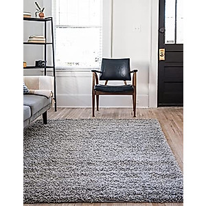 Unique Loom Solid Shag Collection Area Rug (8' x 10', Cloud Gray)