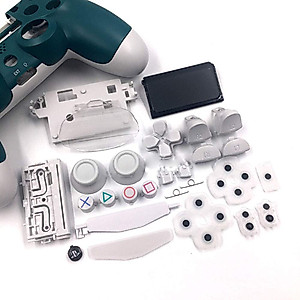 DIY Full Housing Shell Plastic Housing Shell Front Housing with Button Screw Driver for Playstation 4 JDS-040 PS4 040 Controller (Green)