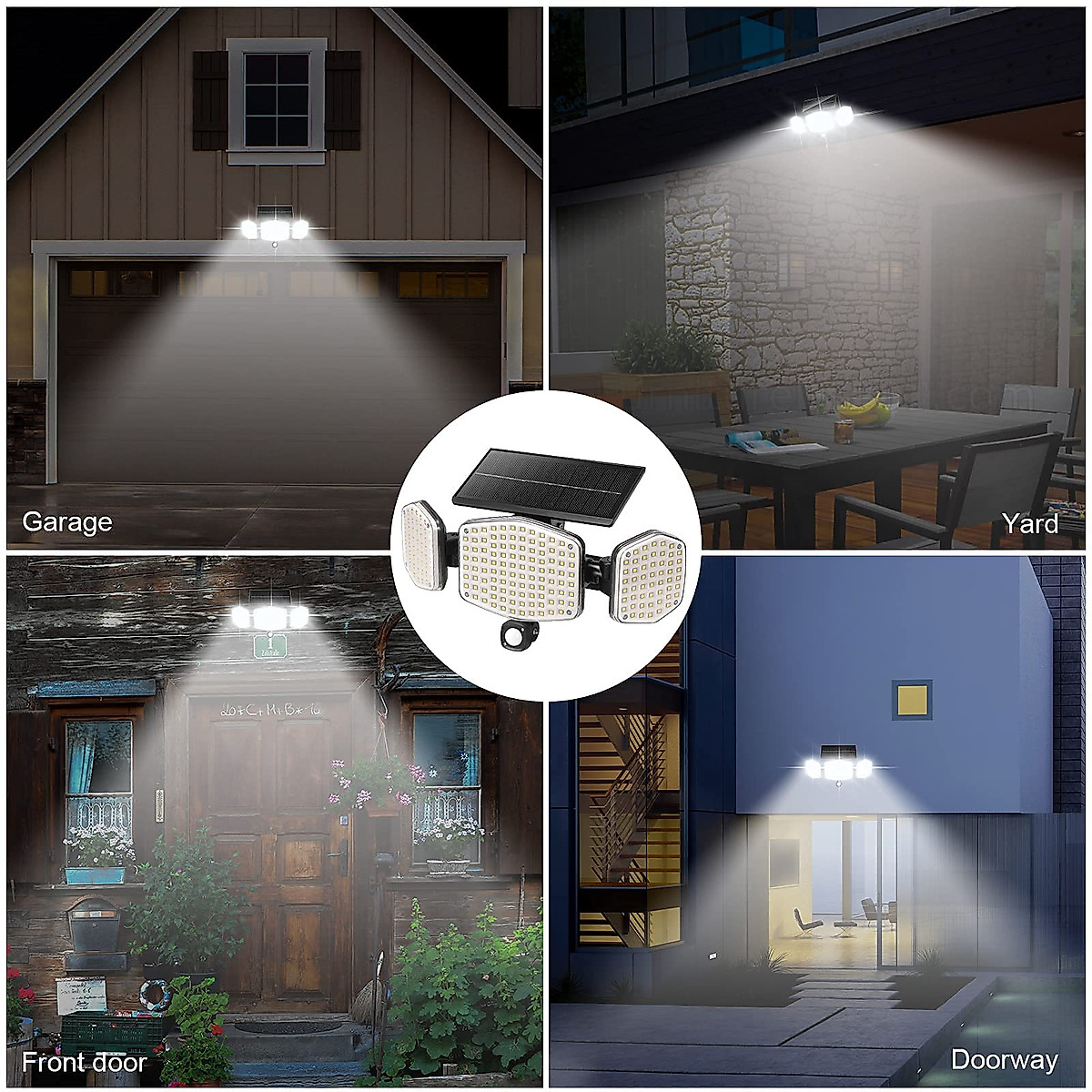 Solar Lights Outdoor 216LED Solar Flood Powered Security Lights with Motion Sensor,3 Head Adjustable 360° IP65+ Waterproof Spotlights Lights For Wall Deck Shed Yard Patio Garden Lighting 1200LM