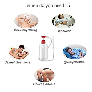 Vaginal Douche Enema Cleaner 600ml Reusable Manual Pressure Anal Vaginal Cleaning System Portable Kit
