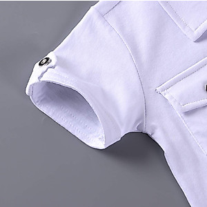 Ritatte Toddler Baby Boys Denim Outfits Short Sleeve Shirts+ Jeans Pants + Scarf 3Pcs Set Kids Casual Summer Clothes 1-6Y(White, 4-5T)