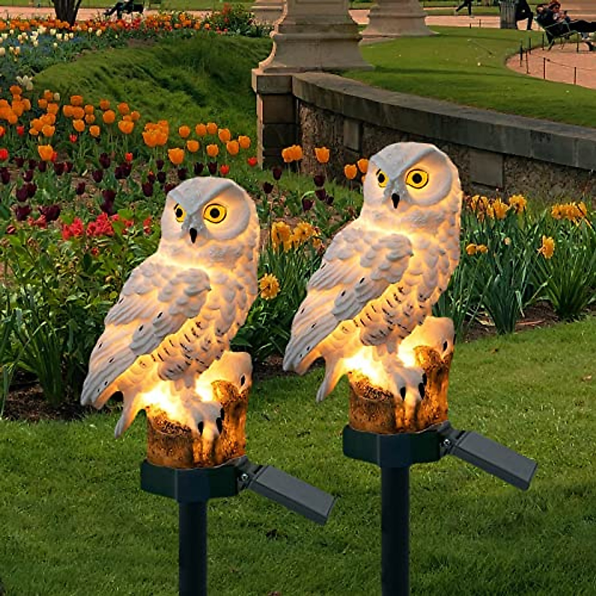 DOUBLE 2 C Solar Garden Light Outdoor, Owl Solar Garden Stake Light, Waterproof Warm White LED Light for Garden, Patio, Yard, Lawn, Walkway Decoration (Owl)