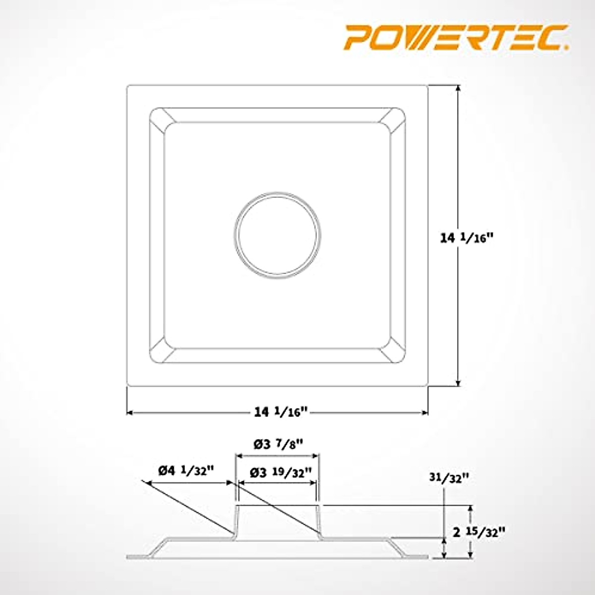 POWERTEC 70132 14-Inch Table Saw Dust Hood