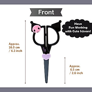 SanrioOriginal Face Shaped Scissors (Japan Import) - Includes Cherry Blossom Message Card (Kuromi)