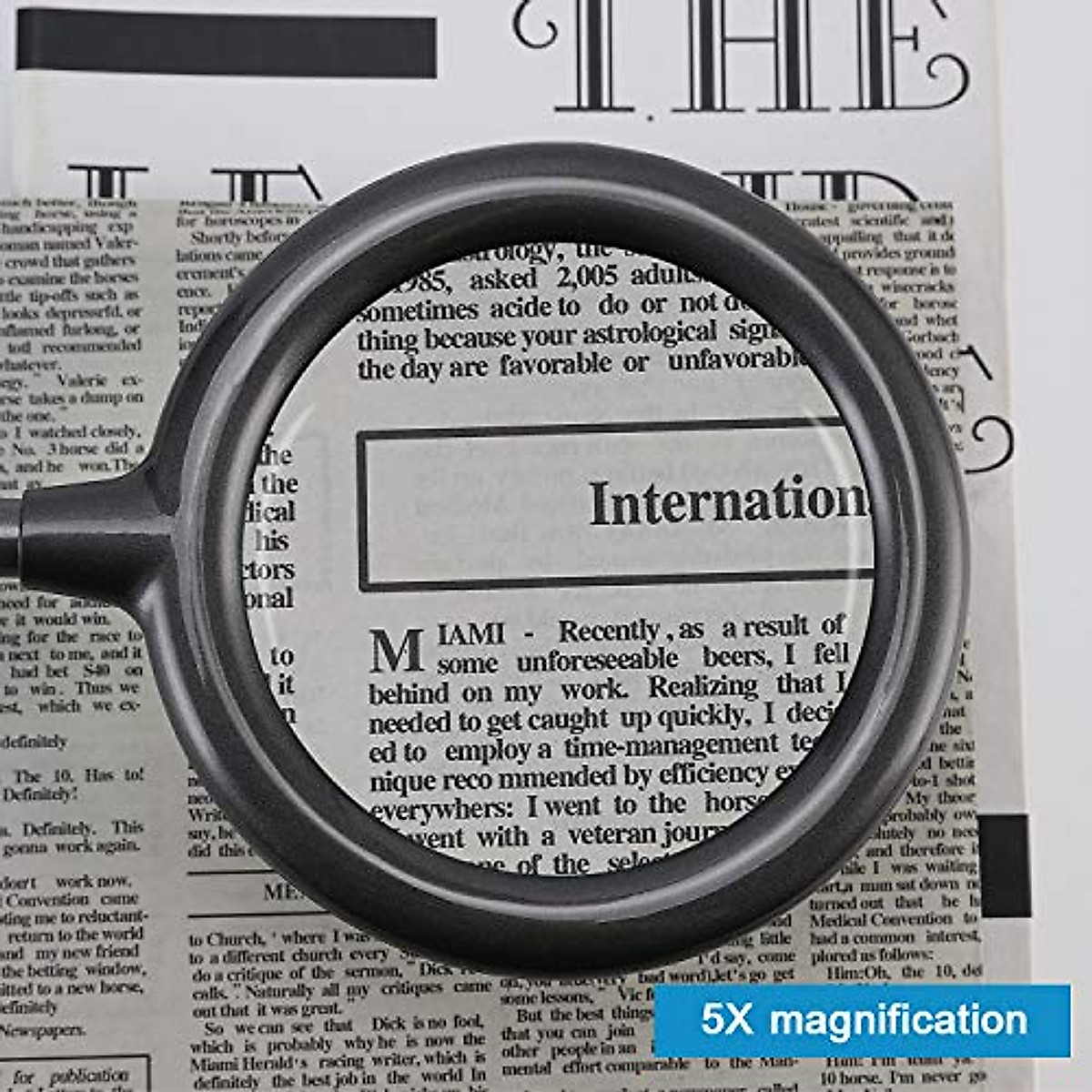 5X Rechargeable Magnifying Glass with Light and Stand, KACIOPOO Lighted Magnifying Glass Hands Free for Reading, Seniors, Hobbies, Craft