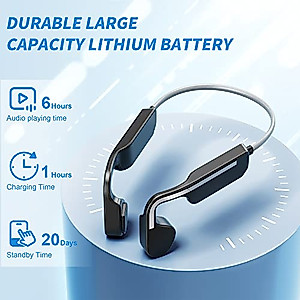 VOFUOE Bone Conduction Headphones, Open Ear Wireless Bluetooth Headset, Sports Headsets with Microphone IPX6 Sweatproof Earphones Bluetooth 5.3 Earbuds for Running, Gym, Hiking, Cycling-Black & Grey