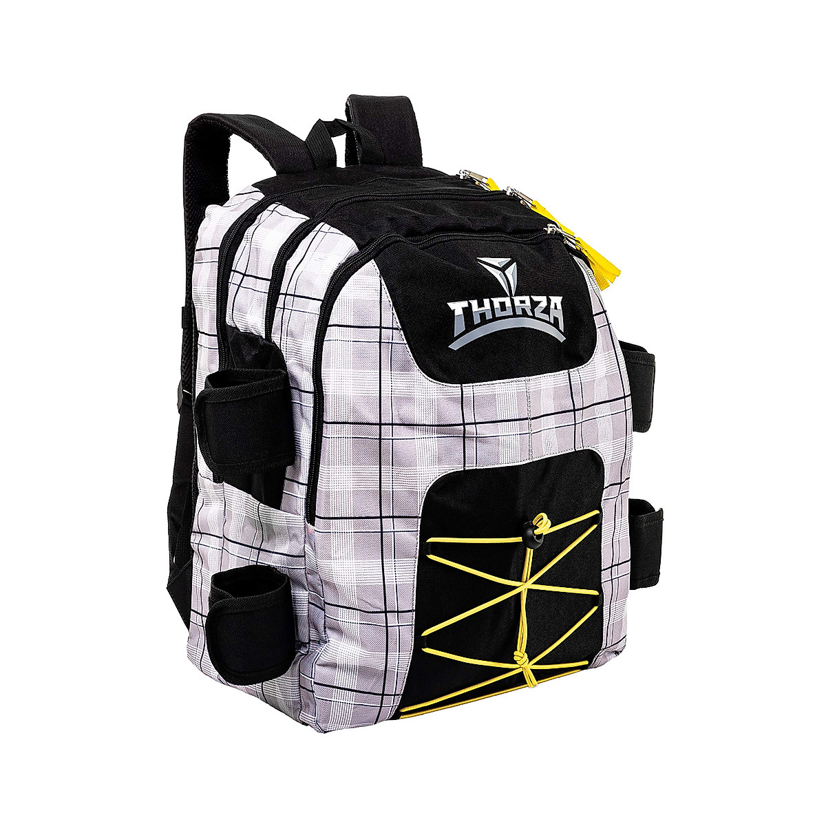 Thorza Lacrosse Backpack with Stick Holder and Multi Pocket Equipment Storage for Gloves, Cleats, Pads, and Goalie Gear - Large Capacity, Game, Travel and Practice Use