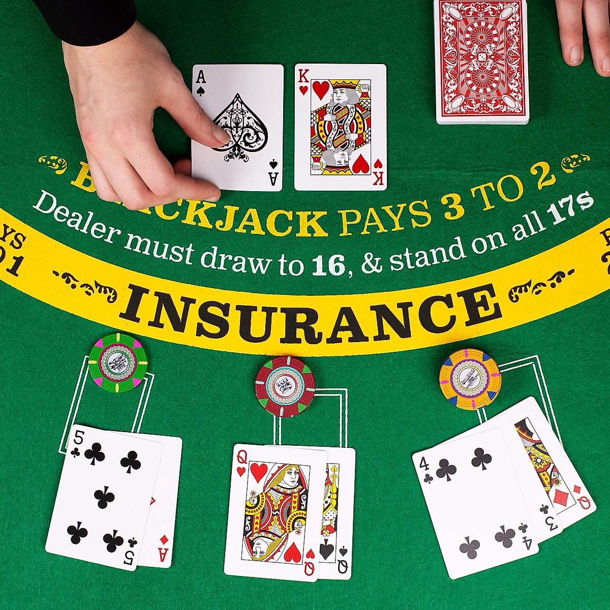 Double-Sided Poker Table & Blackjack Casino Mini Felt | Convenient, Space-Saving 36" x 18" Roll-up Casino Gambling Tabletop Mat | Smooth 2mm for Coffee Table Texas Hold 'Em & Blackjack Card Games