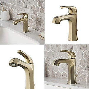 KRAUS Esta Single Handle Basin Bathroom Faucet with Lift Rod Drain in Brushed Gold, KBF-1211BG