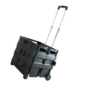 Elama Home Heavy Duty Carry All Easy Folding Cart with Lid Carryall Black