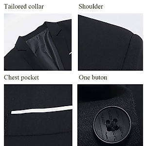 Beninos Mens Slim Fit Casual One Button Blazer Jacket (L, 302Black)