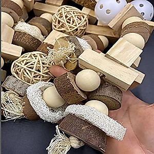 AIRUIFENG Bird Parrot Toy, Large Parrot Toy Natural Wood Blocks Chewing Toy for African Grey Cockatoos Amazon Conure Eclectus Medium Large Parrot Birds