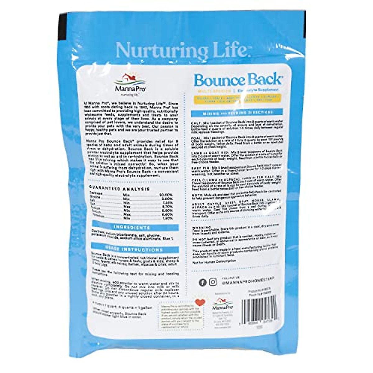 Manna Pro Bounce Back Supplement | Multi-Species Electrolyte | 4 oz