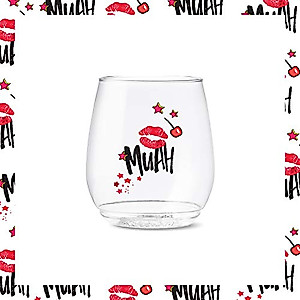 TOSSWARE POP 14oz Vino XOXO Series, SET OF 6, Premium Quality, Recyclable, Unbreakable & Crystal Clear Plastic Printed Glasses