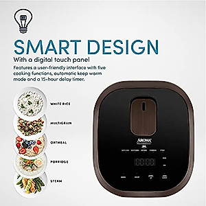Aroma Housewares Professional 12-Cups (Cooked) / 3Qt. 360° Induction Rice Cooker & Multicooker (ARC-7606B), Black, 12 Cup