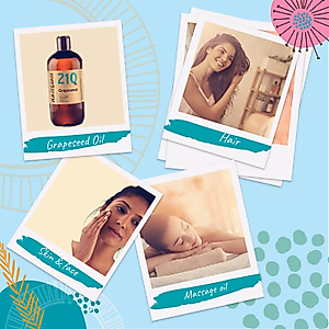 naissance Grapeseed Oil 16 fl oz Pure & Natural, Vegan, Hexane Free, Non GMO - Ideal for Aromatherapy and as a Massage Base Oil - Natural Moisturizer and Conditioner for Hair & Skin